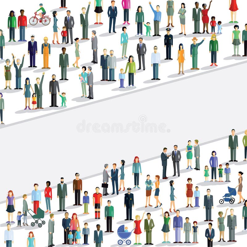 Large crowd of people stock vector. Illustration of professional - 76275471