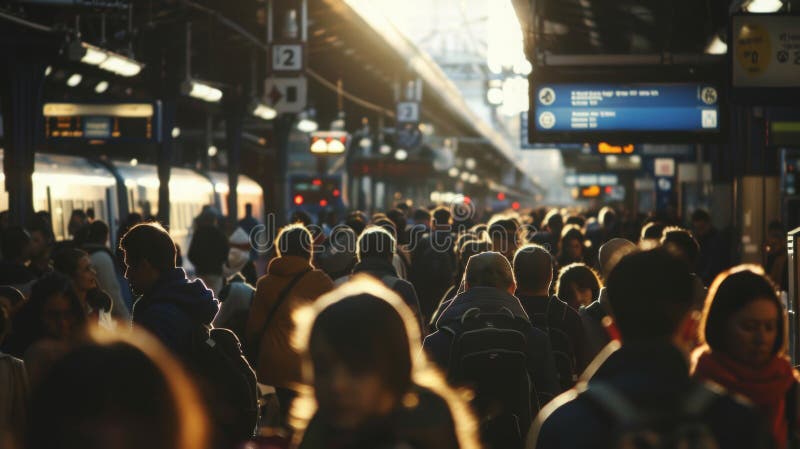 Crowds Commuting at a Train Station Stock Photo - Image of signage ...