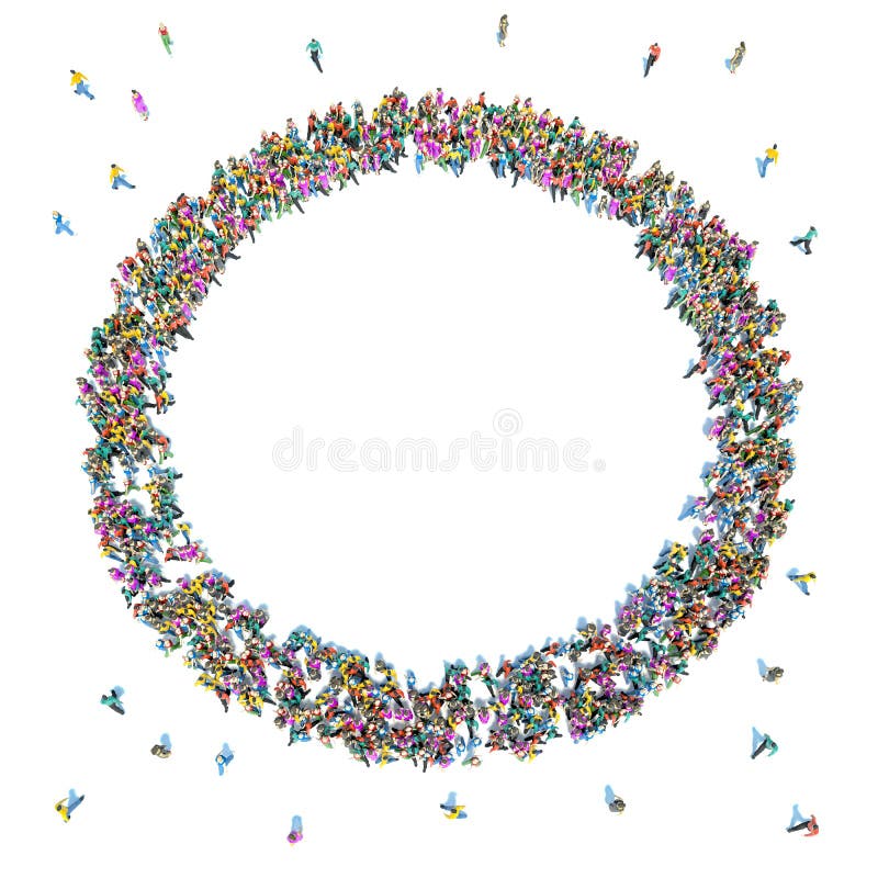 Large Crowd of People Moving Toward the Center for Stock Illustration ...