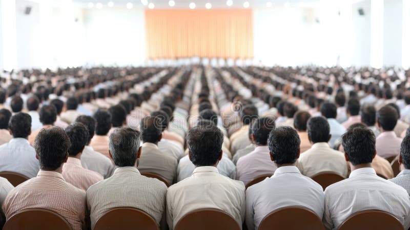 A Large Crowd of People Seated in Rows Facing a Stage, Waiting for a ...