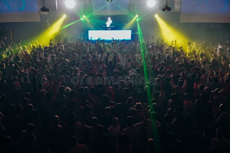 Large Crowd of People at a Stadium Concert in the Dark Editorial Stock ...