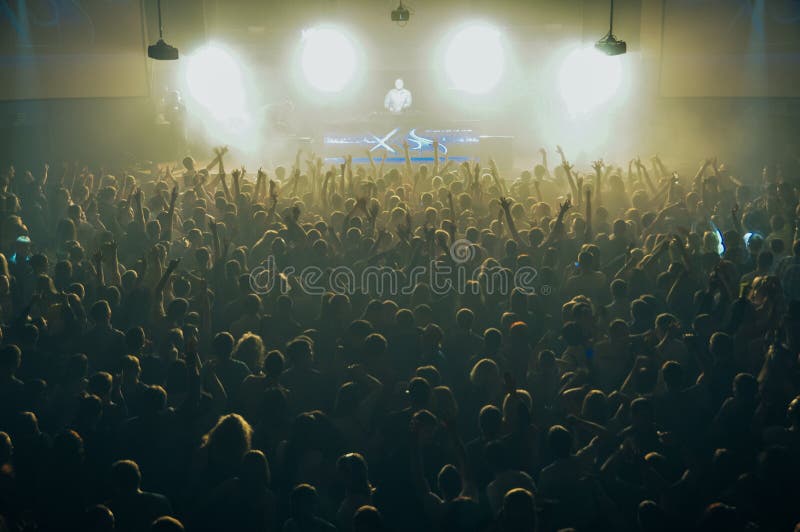 Large Crowd of People at a Stadium Concert in the Dark Editorial Stock ...