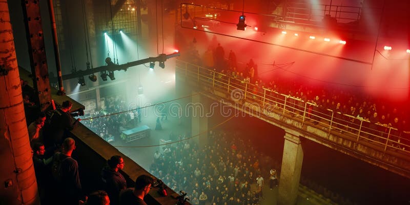 A Large Crowd of People Standing in Front of a Stage Stock Photo ...