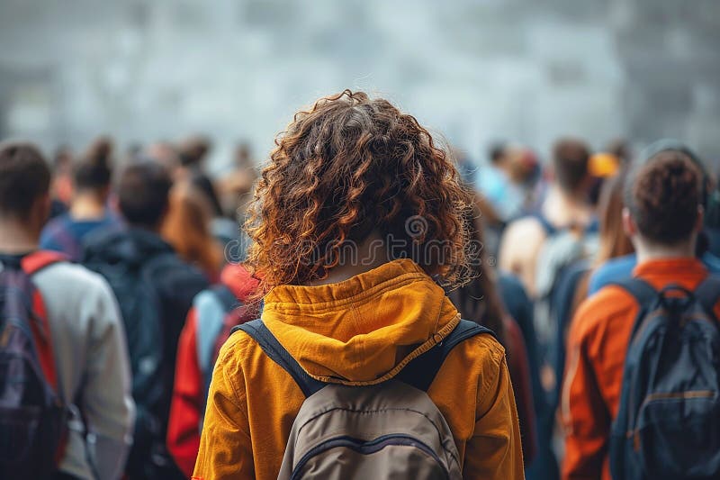 Large Crowd of People on Street Rear View. Stock Image - Image of adult ...