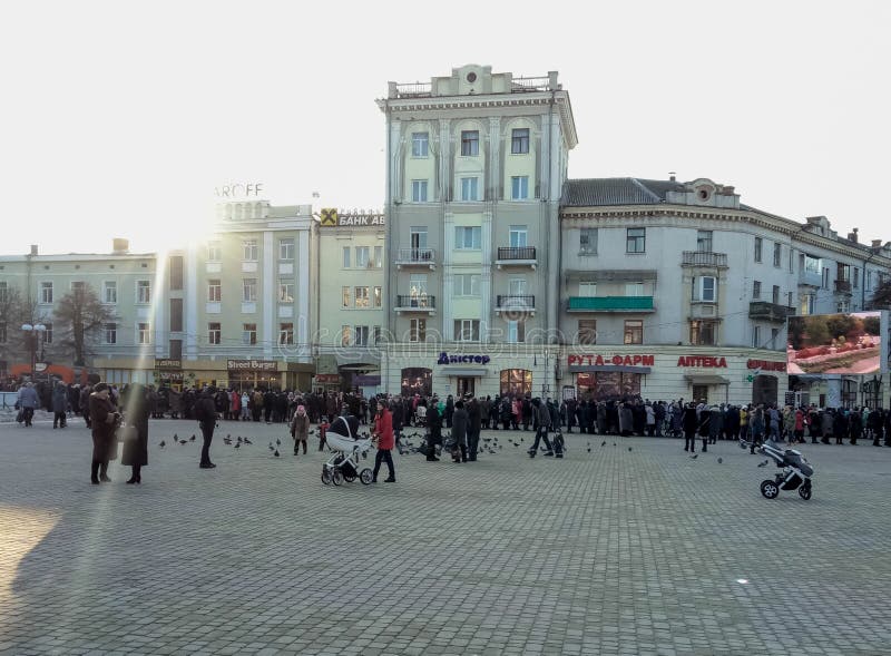 Large Crowd of People in the Town Square Editorial Image - Image of ...