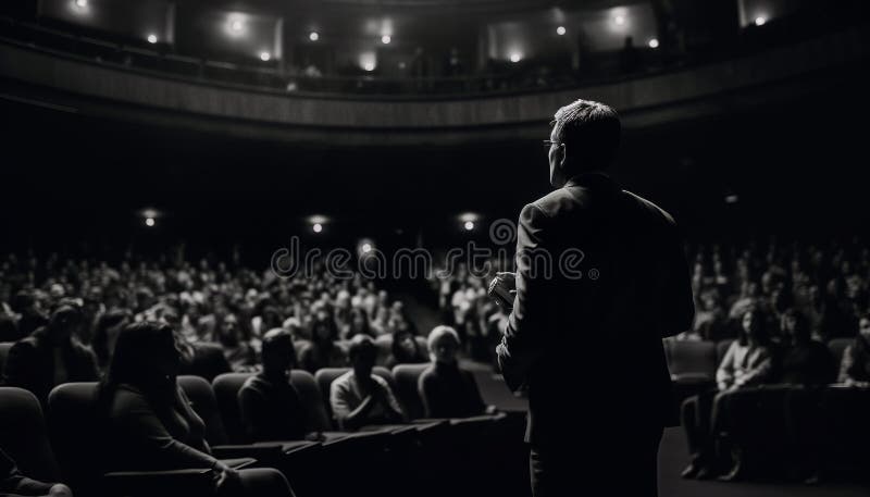 A Large Crowd Sits in the Auditorium, Watching the Performance ...