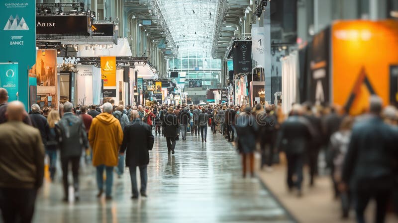 Large Crowd Walking through a Busy Convention Center Stock Image ...
