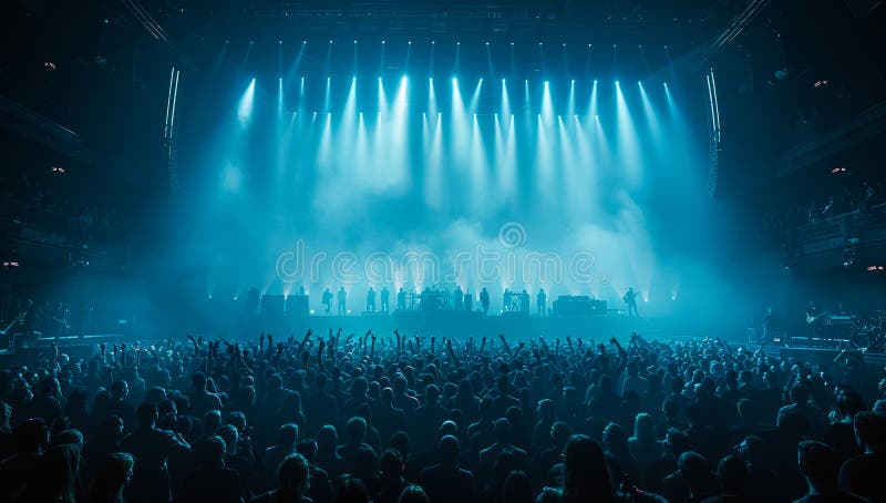 Large Crowd is Watching Band Perform on Stage. Stock Image - Image of ...