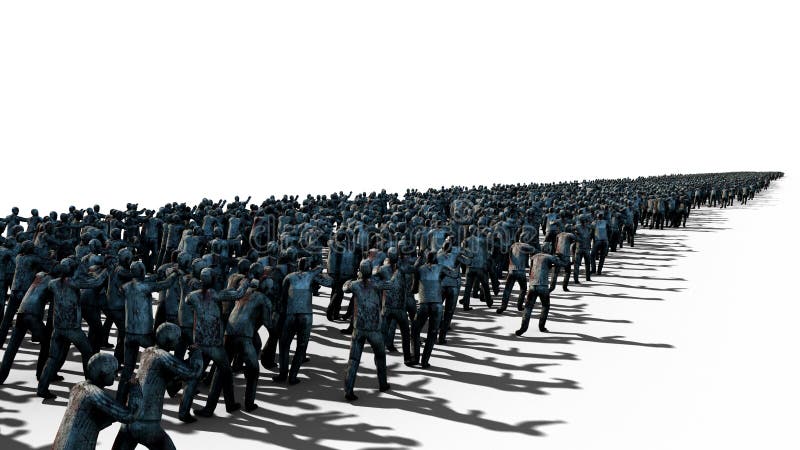 A Large Crowd of Zombies. Apocalypse, Halloween Concept. Isolate on ...