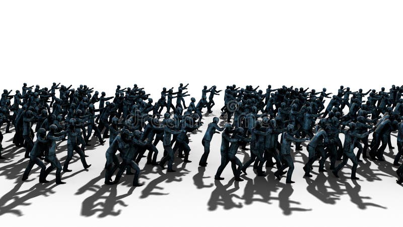 A Large Crowd of Zombies. Apocalypse, Halloween Concept. Isolate on ...
