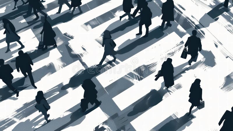 Large Crowds of People Crossing Streets during City Rush Hour. Stock ...