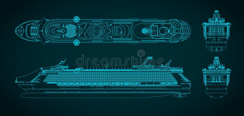Large Cruise Liner Blueprints Illustration Stock Illustration ...