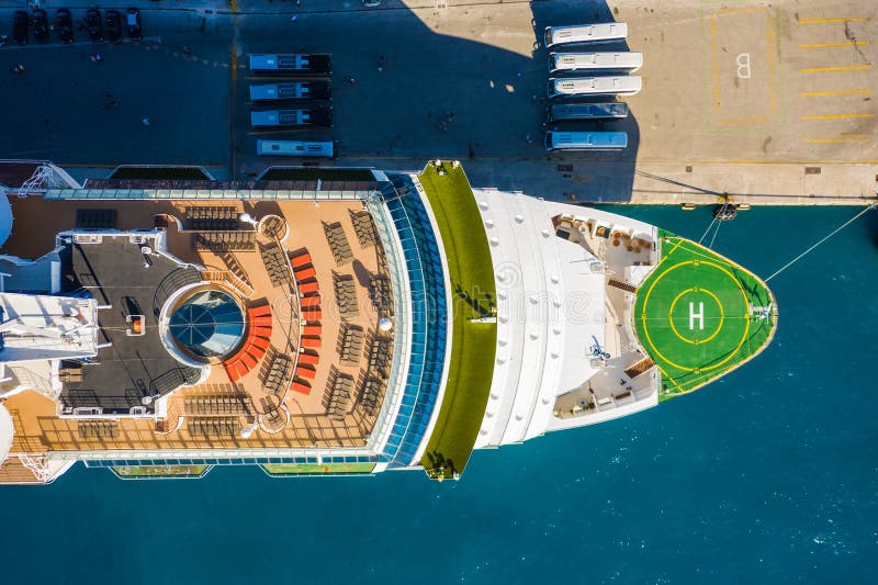 Large Cruise Ship Docked at Port . Top Down Aerial View Stock Image ...