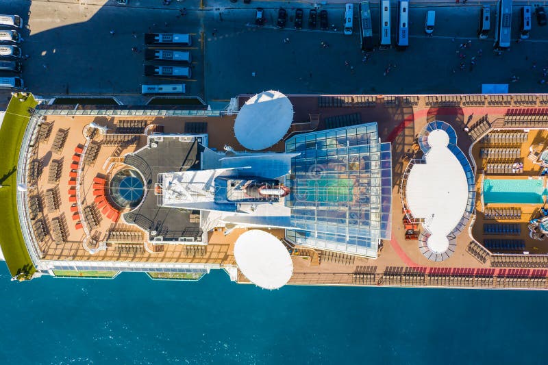Large Cruise Ship Docked at Port . Top Down Aerial View Stock Image ...