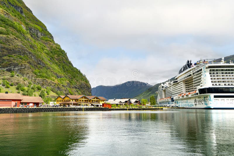 Large Cruise Ship and Flam Village Under a Dramatic Sky Editorial Stock ...