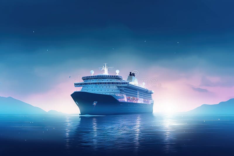 A Large Cruise Ship in the Middle of a Body of Water Stock Illustration ...