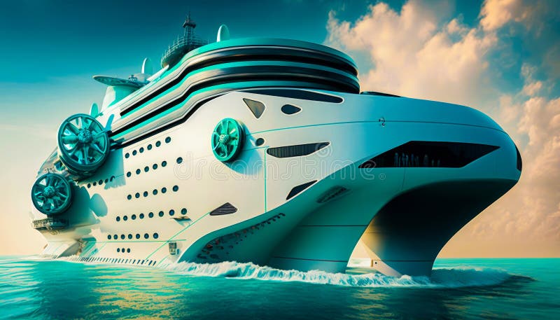 Large Cruise Ship Sailing in the Ocean. Generative AI Stock ...