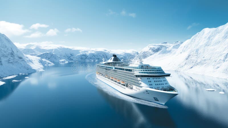 Large Cruise Ship in the North Sea among Ice and Snow Stock ...