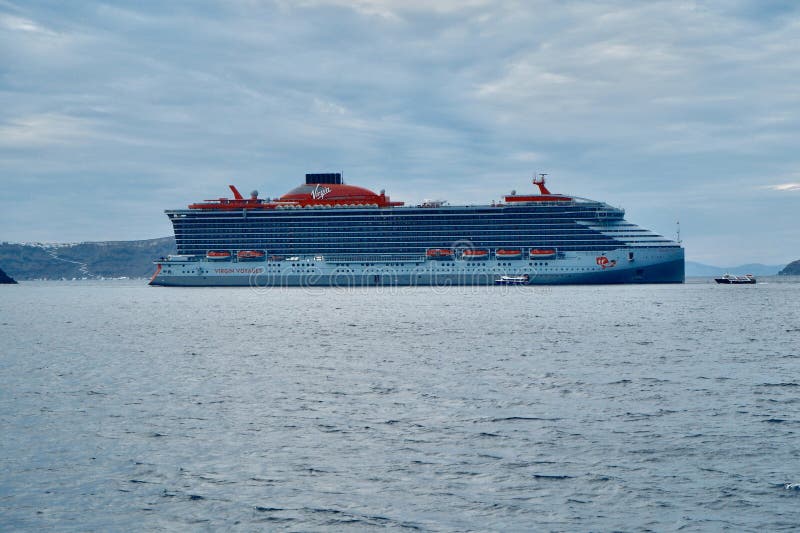 A Virgin Cruise Ship in the Santorini Caldera Editorial Stock Image ...