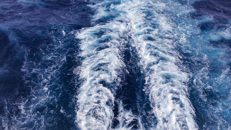 Large Cruise Ship Wake Leaving a Foamy Trail in the Deep Blue Sea ...