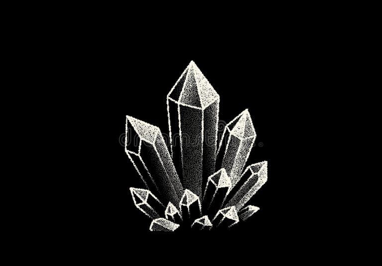 Large Crystal Cluster with Sharp Geometric Points, Vintage Dotwork ...