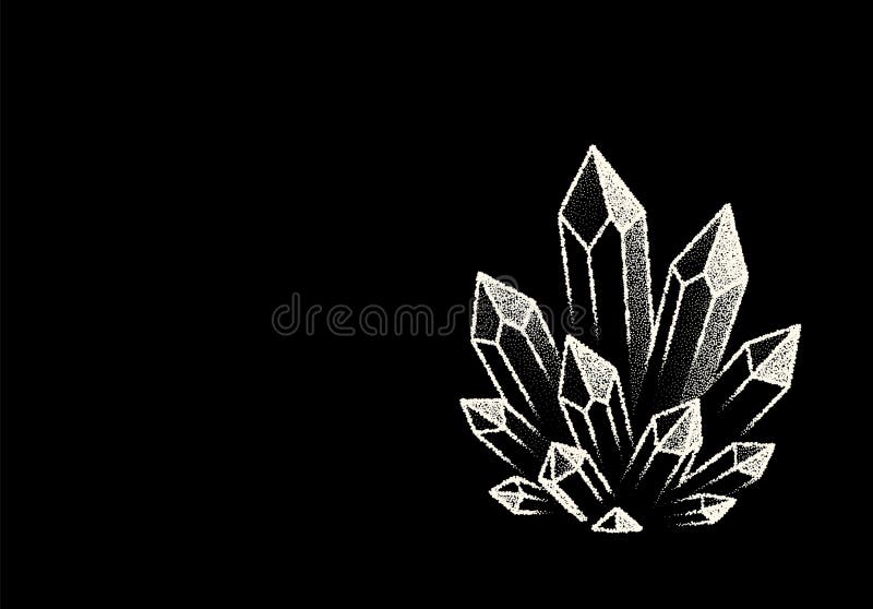 Large Crystal Cluster with Sharp Geometric Points, Vintage Dotwork ...