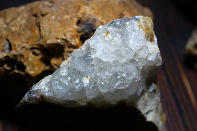 Large Crystals of Rhinestone on Flint Stock Photo - Image of mineral ...