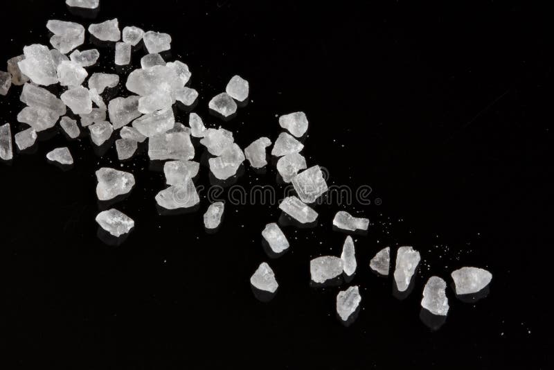 Large Crystals of Sea Salt on a Black Background Stock Image - Image of ...