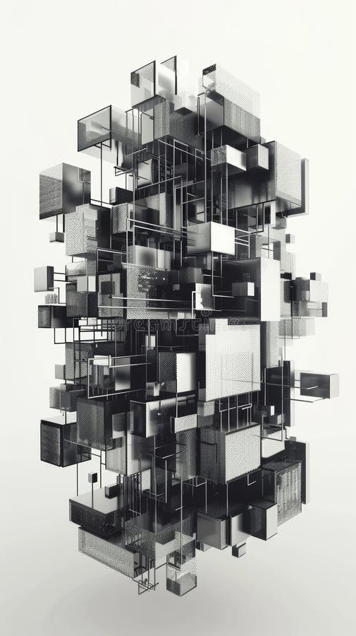 A Large Cubelike Structure Composed of Multiple Smaller Cubes Stacked ...