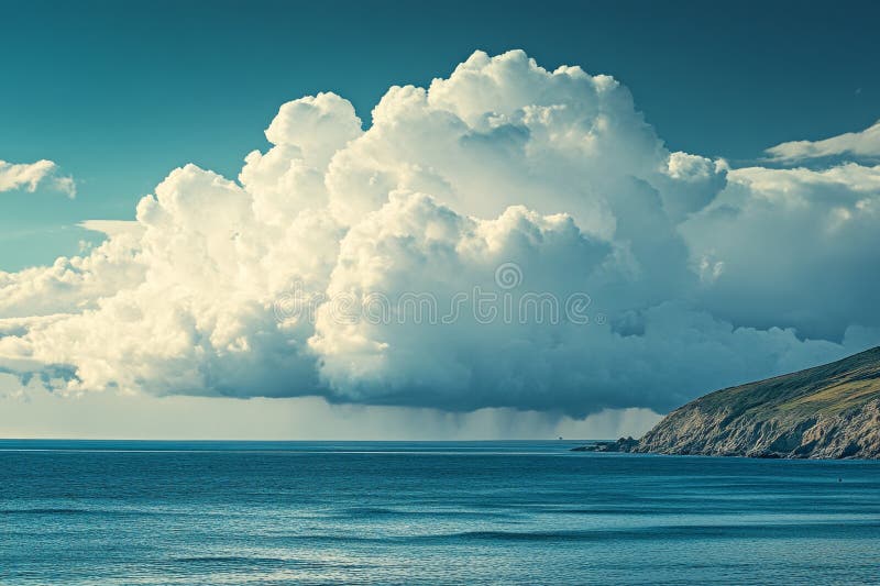 Large Cumulus Congestus Cloud Forming Over Blue Ocean Stock Image ...