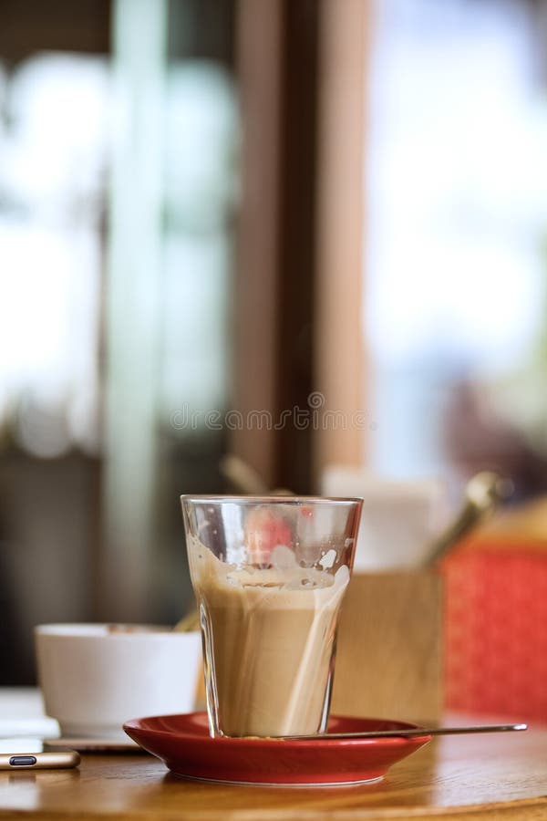 Large Cup with Latte on a Table Stock Photo - Image of clean, black ...
