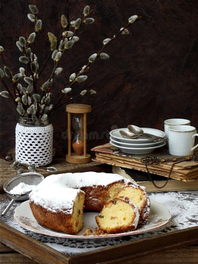 Large Cupcake and Twigs of Willow Stock Photo - Image of decoration ...
