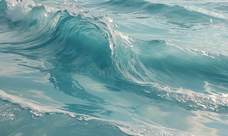 Large, Curling Wave Breaks Over Light Blue-green Ocean, Creating ...