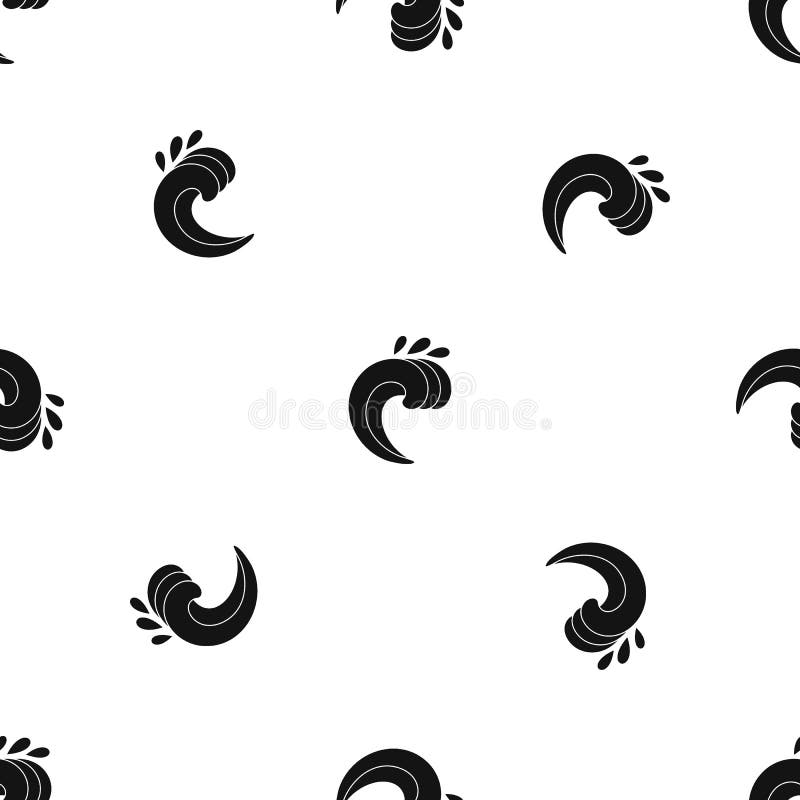 Large Curling Wave Pattern Seamless Black Stock Vector - Illustration ...