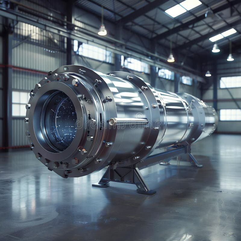 A Large, Cylindrical, Metallic Object with a Reflective Surface Sits in ...