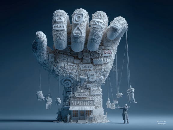 A Large 3D Puppet Hand Crafted from Various Materials, Including Fabric ...