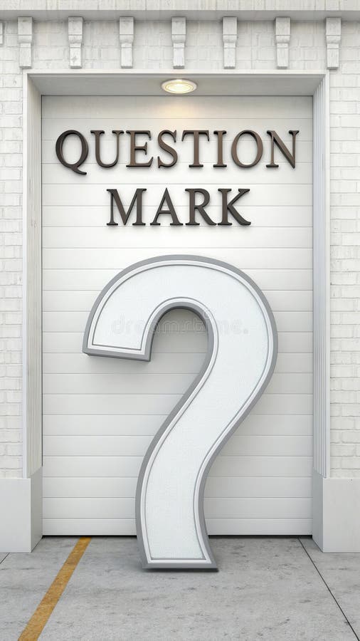Large 3d Question Mark in Front of White Garage Door Stock Photo ...