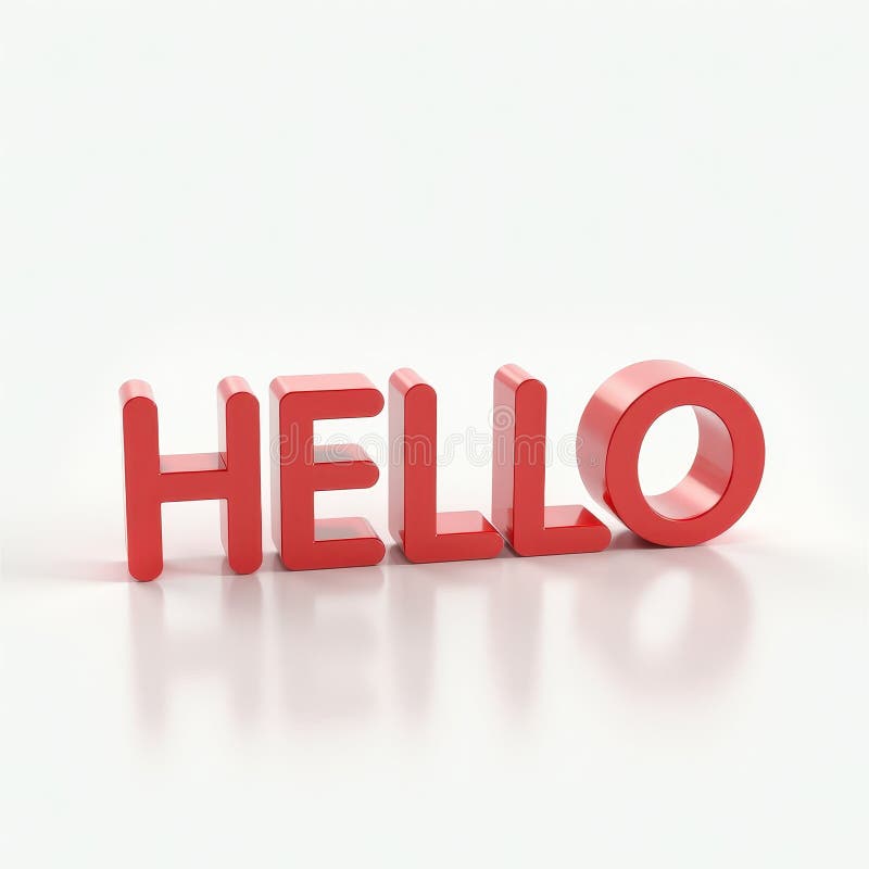 Large 3D Word HELLO in Bold Red Letters on a White Background. Stock ...