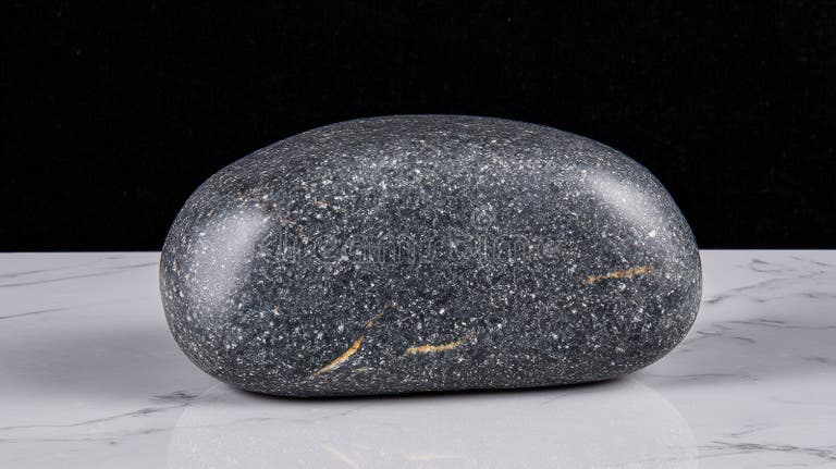 A Large, Dark Gray Rock with a Rough Texture and Small, Light-colored ...