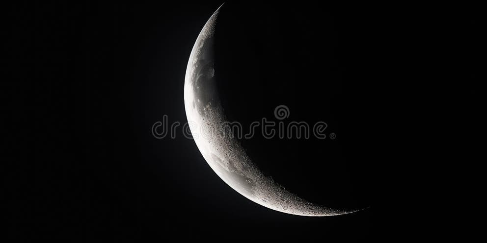 Large, Dark Moon with Crescent Shape Stock Image - Image of blue, full ...