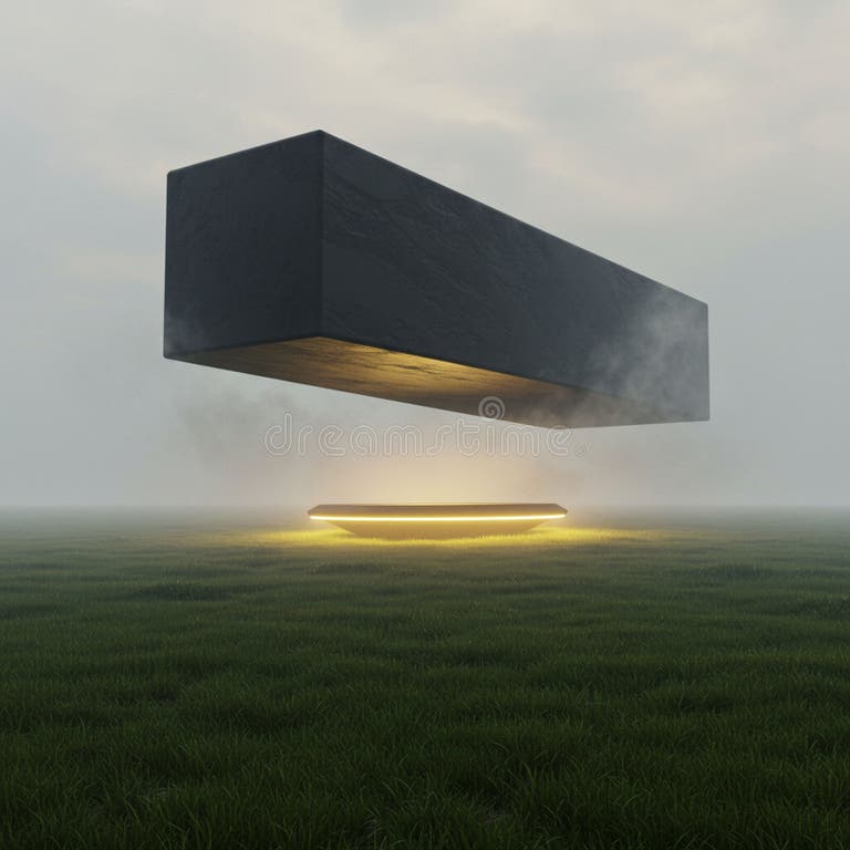A Large, Dark Rectangular Monolith Hovers Above a Grassy Field ...