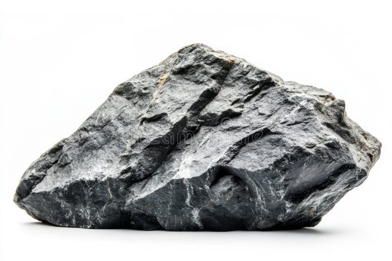 Large Dark Rock on White Background Texture and Form. AI Generative ...