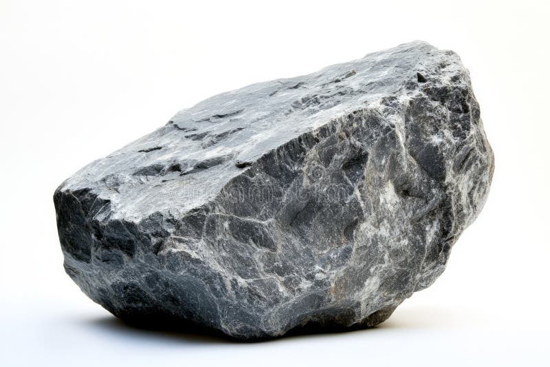 Large Dark Rock on White Background Texture and Form. AI Generative ...