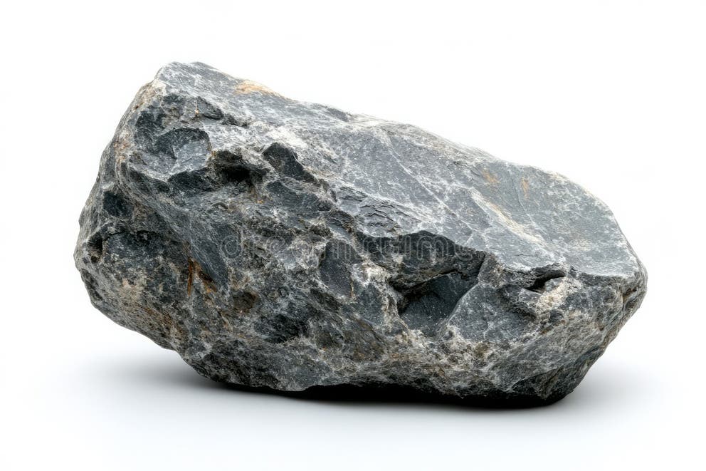 Large Dark Rock on White Background Texture and Form. AI Generative ...