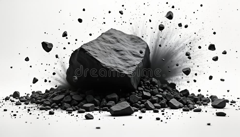 Large Dark Rock Explodes into Fragments, Dust in Mid-air. Powerful ...