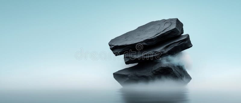 A Large, Dark Rock Sits Atop a Smaller Rock, Creating a Balanced and ...
