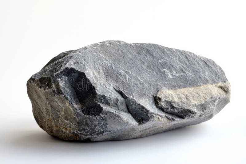Large Dark Rock on White Background Texture and Form. AI Generative ...