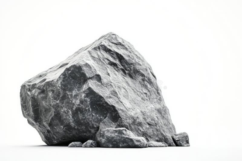 Large Dark Rock on White Background Texture and Form. AI Generative ...