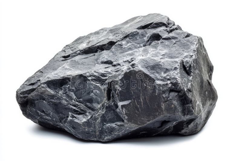 Large Dark Rock on White Background Texture and Form. AI Generative ...