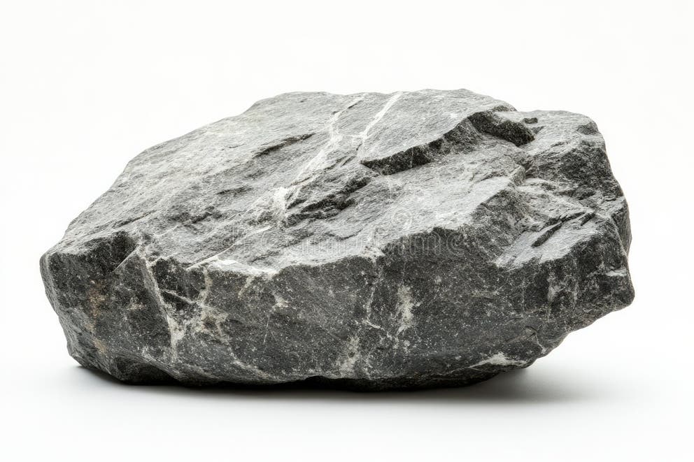 Large Dark Rock on White Background Texture and Form. AI Generative ...